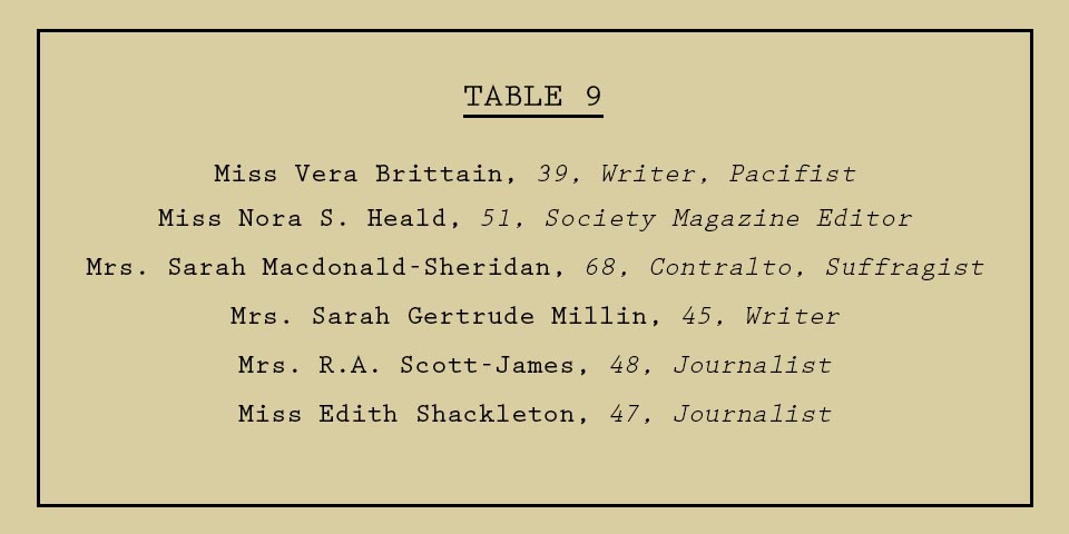 Table 9 “Vera’s Writing Circle” – The Dinner Puzzle